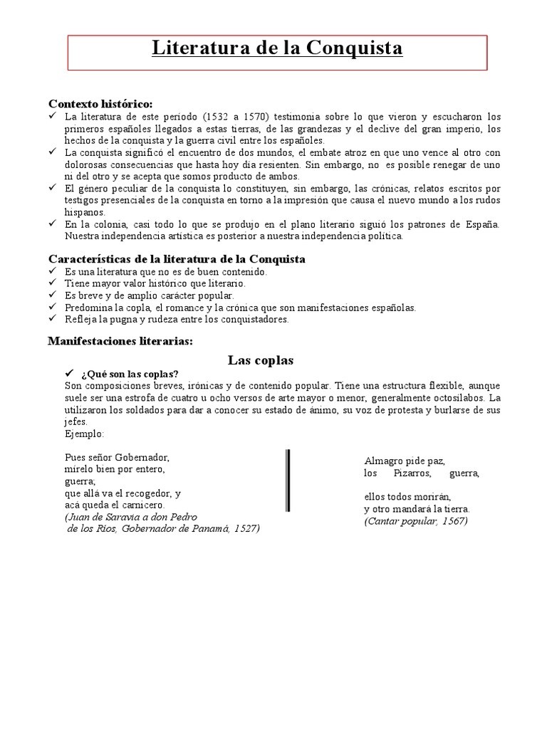 Literatura de La Conquista | PDF