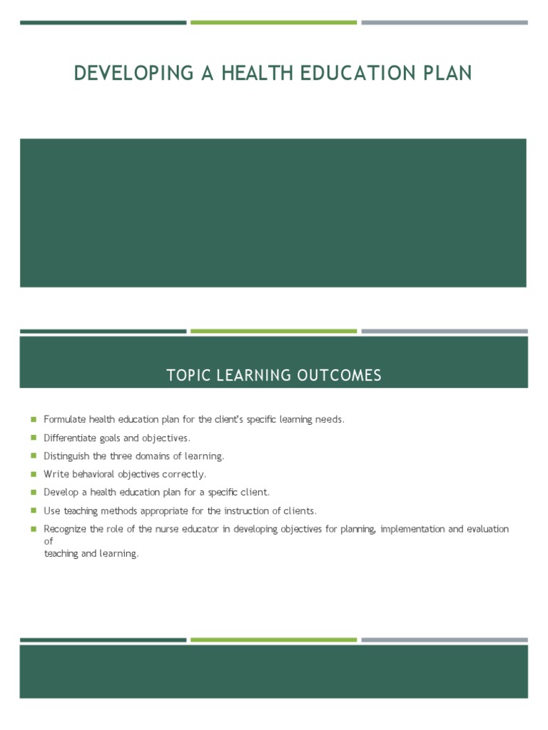 Health Education Plan Development Guide | PDF | Learning | Teaching Method