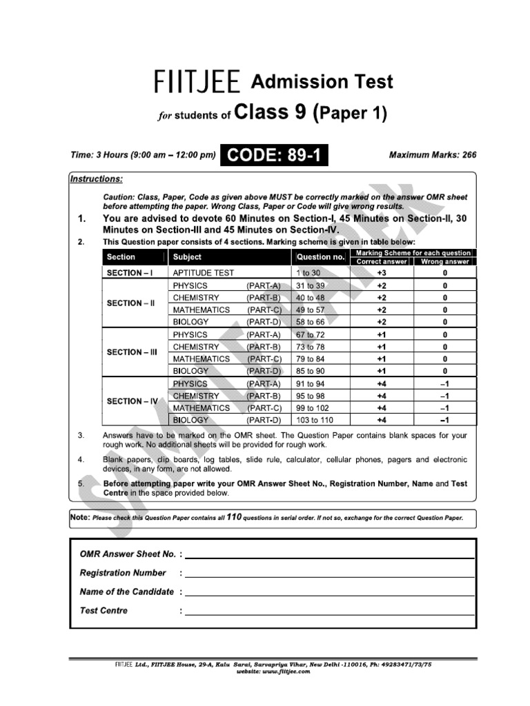 fitjee paper | PDF