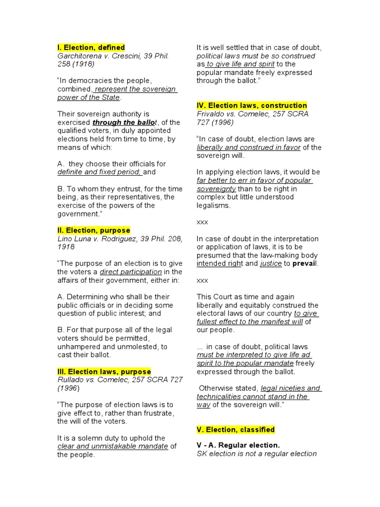 NOTES - Election Part 1 and 2 | PDF | President Of The Philippines ...