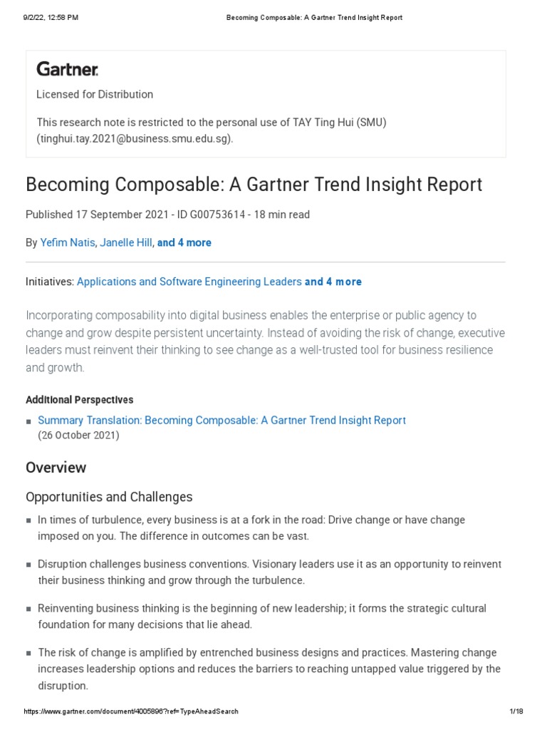 Becoming Composable - A Gartner Trend Insight Report | PDF