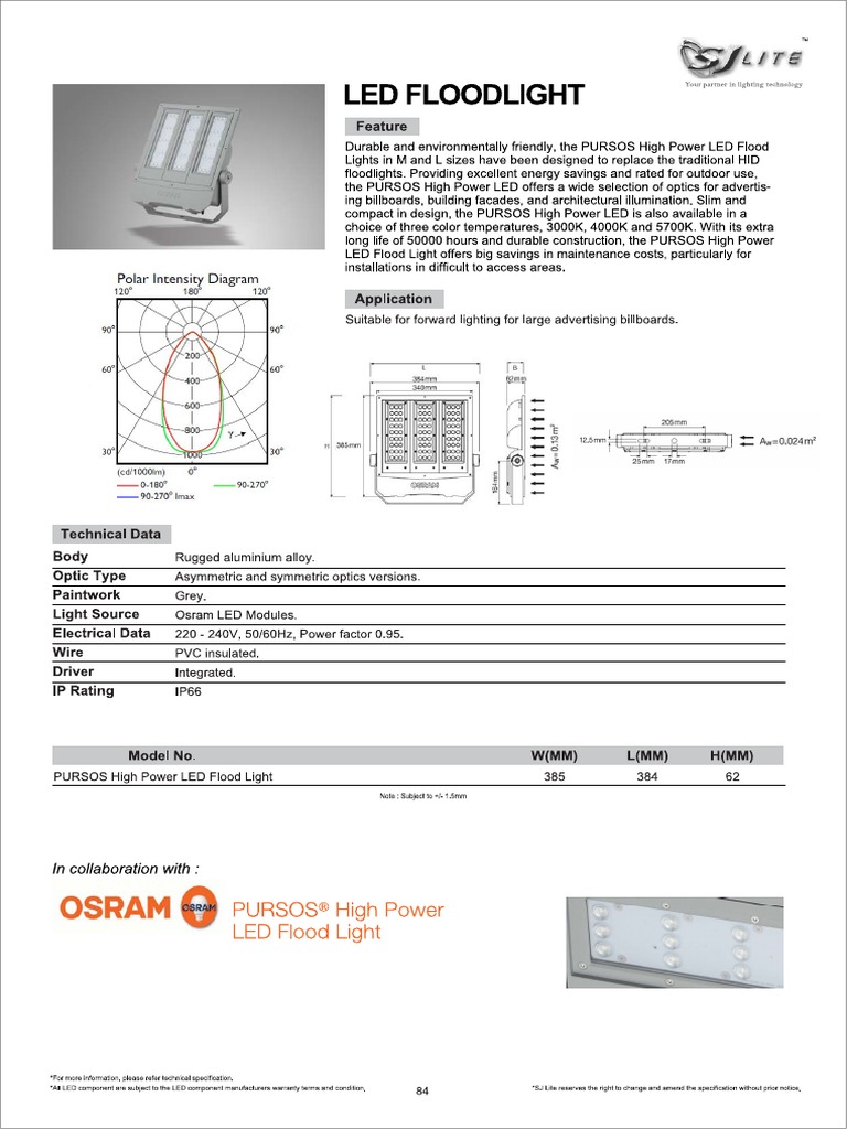 84 SBU PURSOS High Power LED Flood Light PDF | PDF
