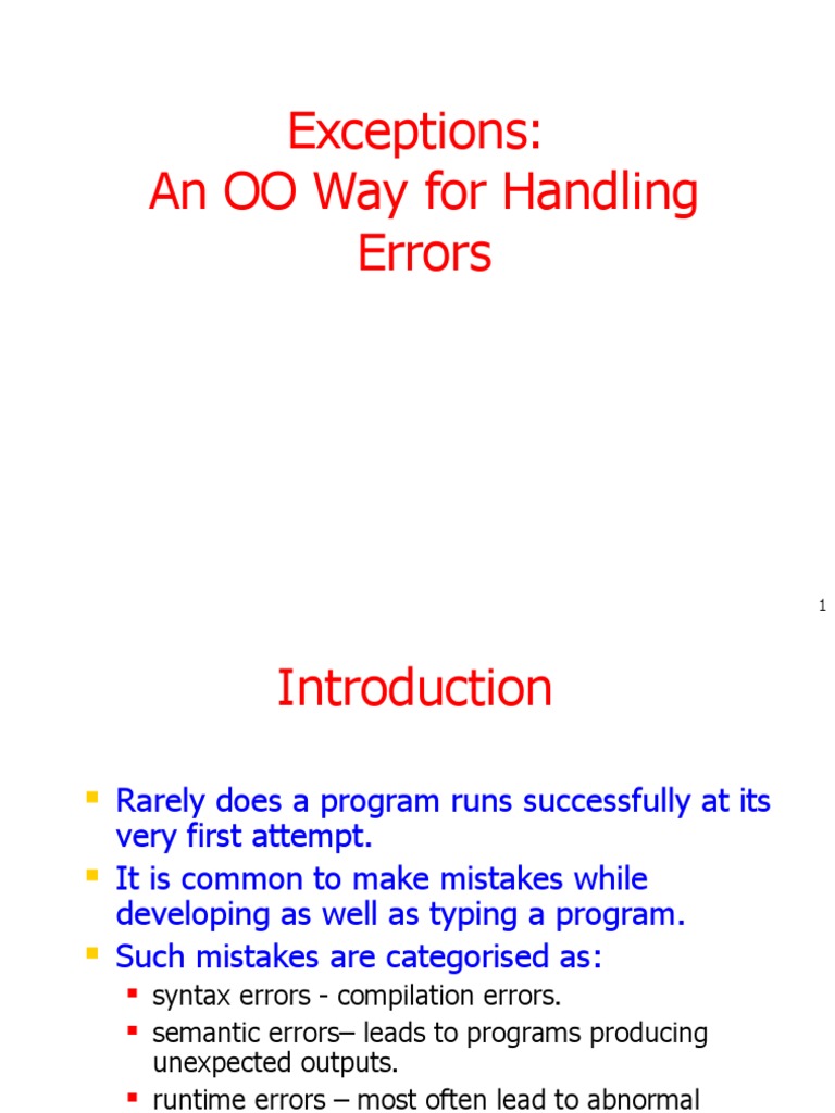 Exceptions: An OO Way For Handling Errors | PDF | Parameter (Computer Programming) | Software ...