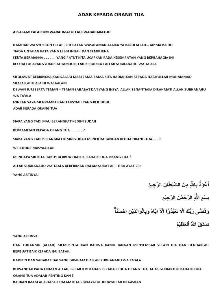 Adab Terhadap Orang Tua-1 | PDF