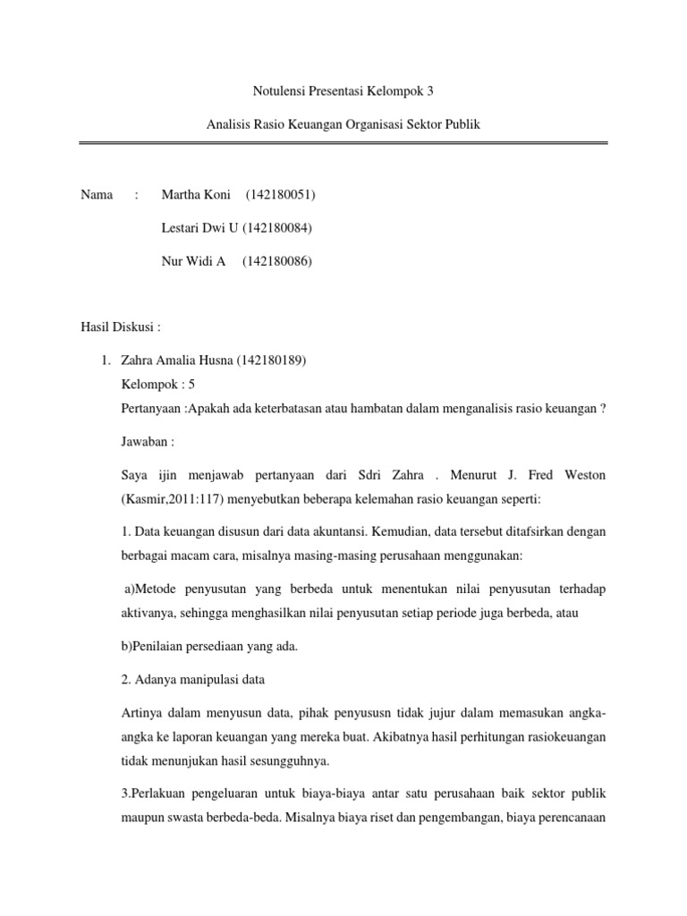 Notulensi Hasil Diskusi Presentasi Kelompok 3 PDF | PDF