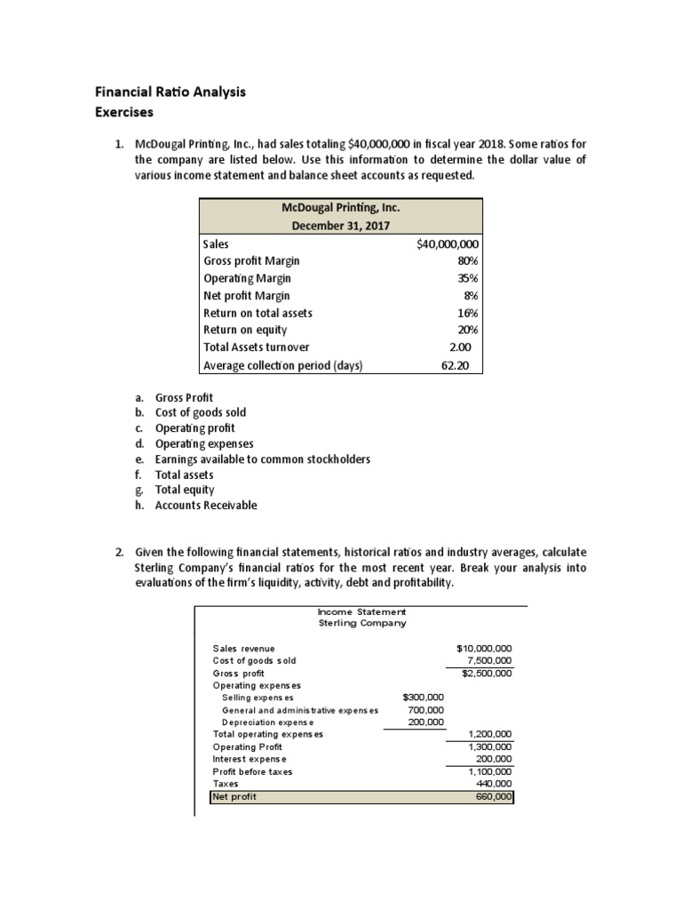4.34 Exercises Gitman Financial Ratios (English) | PDF