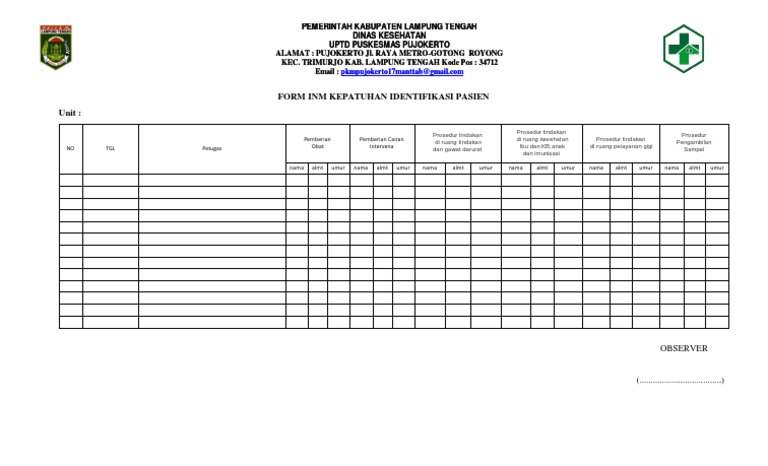 Form Kepatuhan Identifikasi Pasien PDF | PDF
