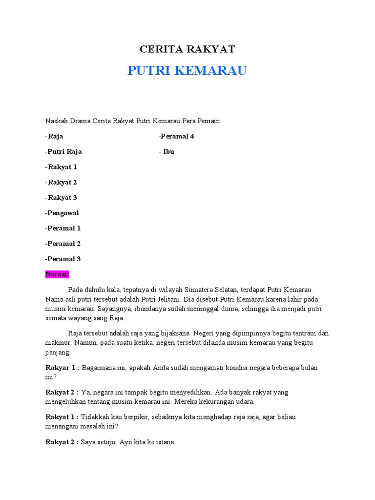 Naskah Drama Putri Kemarau | PDF