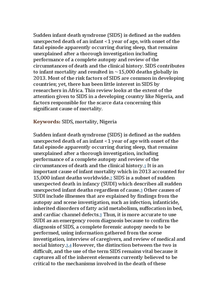 SIDS Awareness and Data Gaps in Nigeria | PDF