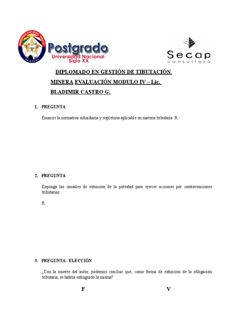 Examen Modulo Iv DGTM | PDF