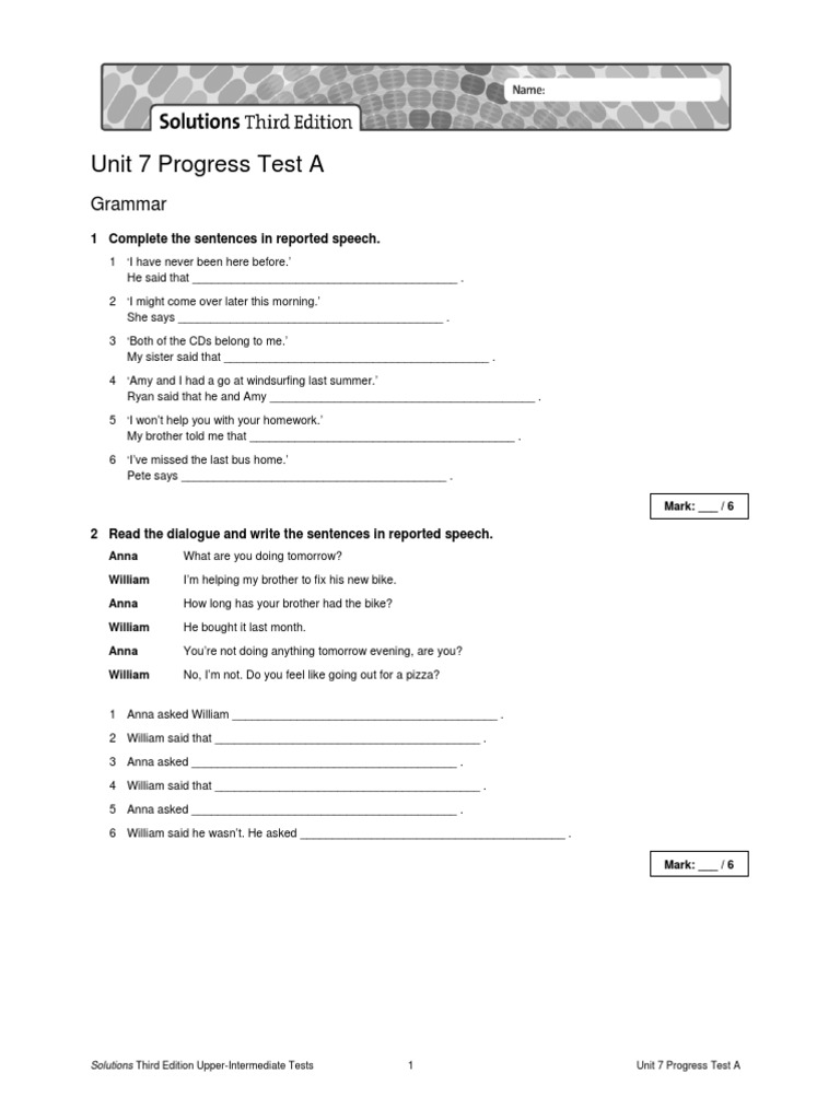 Sol3e Uppint U7 Progress Test A | PDF Sol3e Uppint U7 Progress Test A | PDF