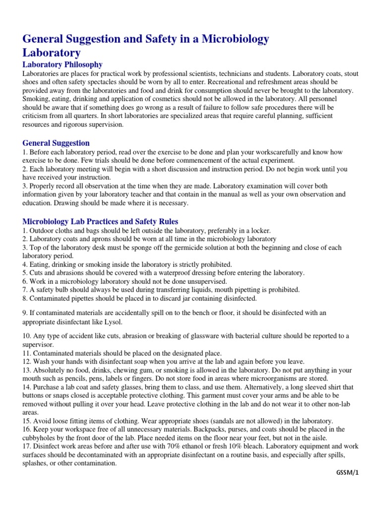Microbiology Lab Safety Guidelines | PDF