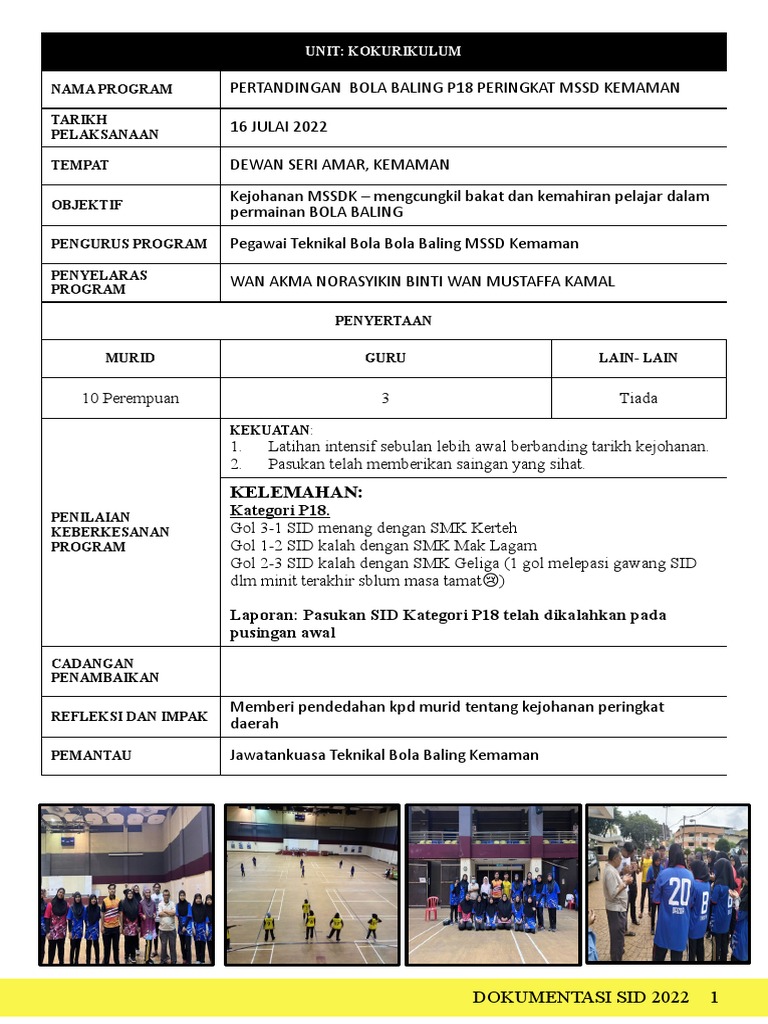 Kejohanan Bola Baling MSSDK 2022 | PDF