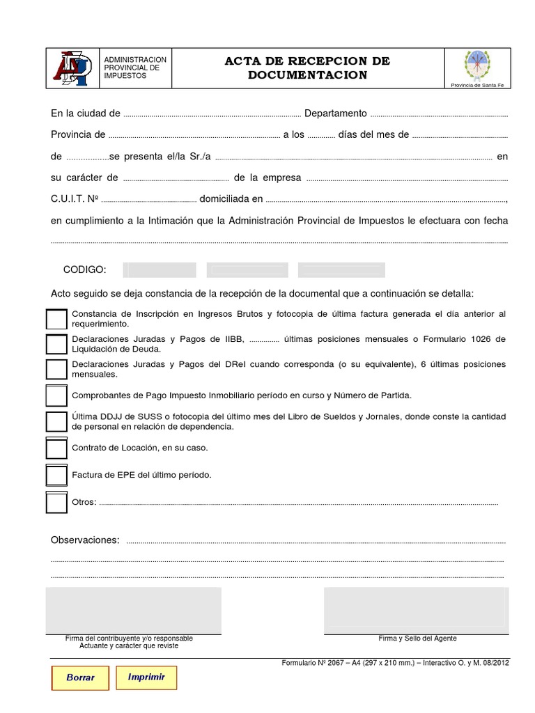 Recepción Documental Impuestos Santa Fe | PDF