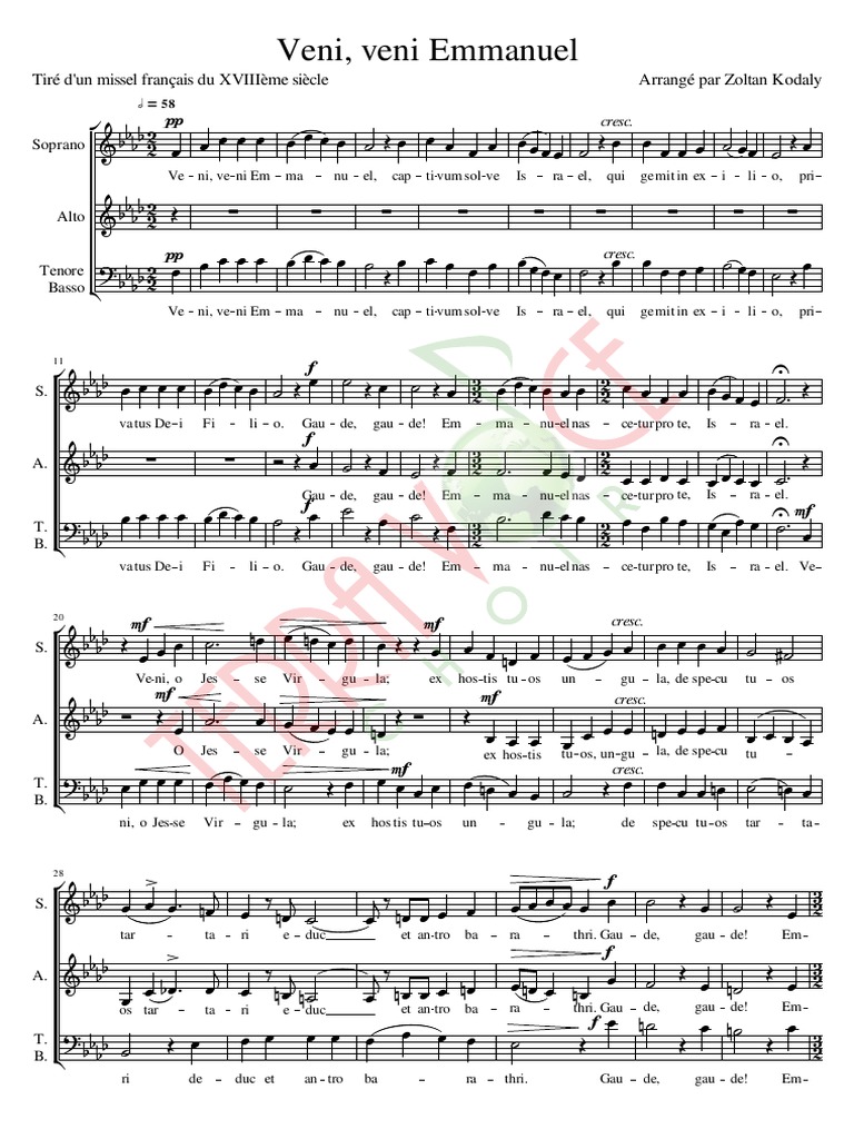Veni, Veni Emmanuel-Kodaly | PDF