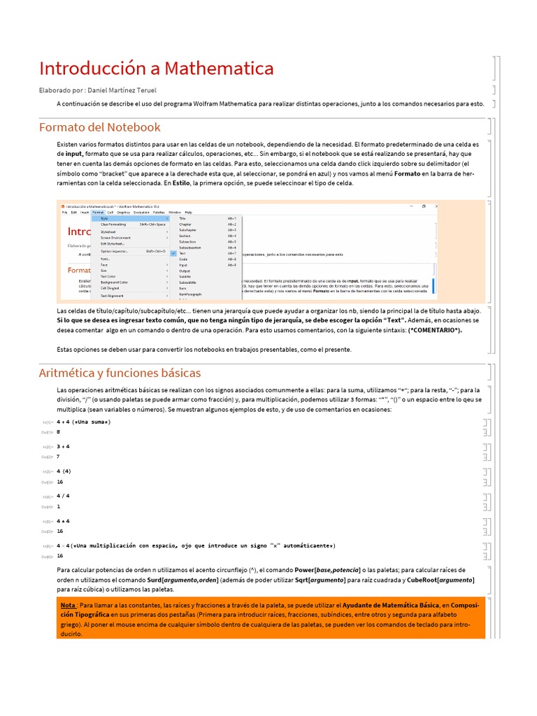 Guía de Uso de Wolfram Mathematica | PDF | Pi | Integral