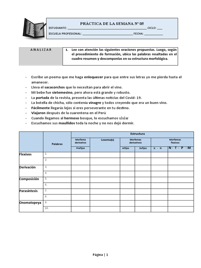 PRÁCTICA - Morfología de La Palabra-1 | PDF