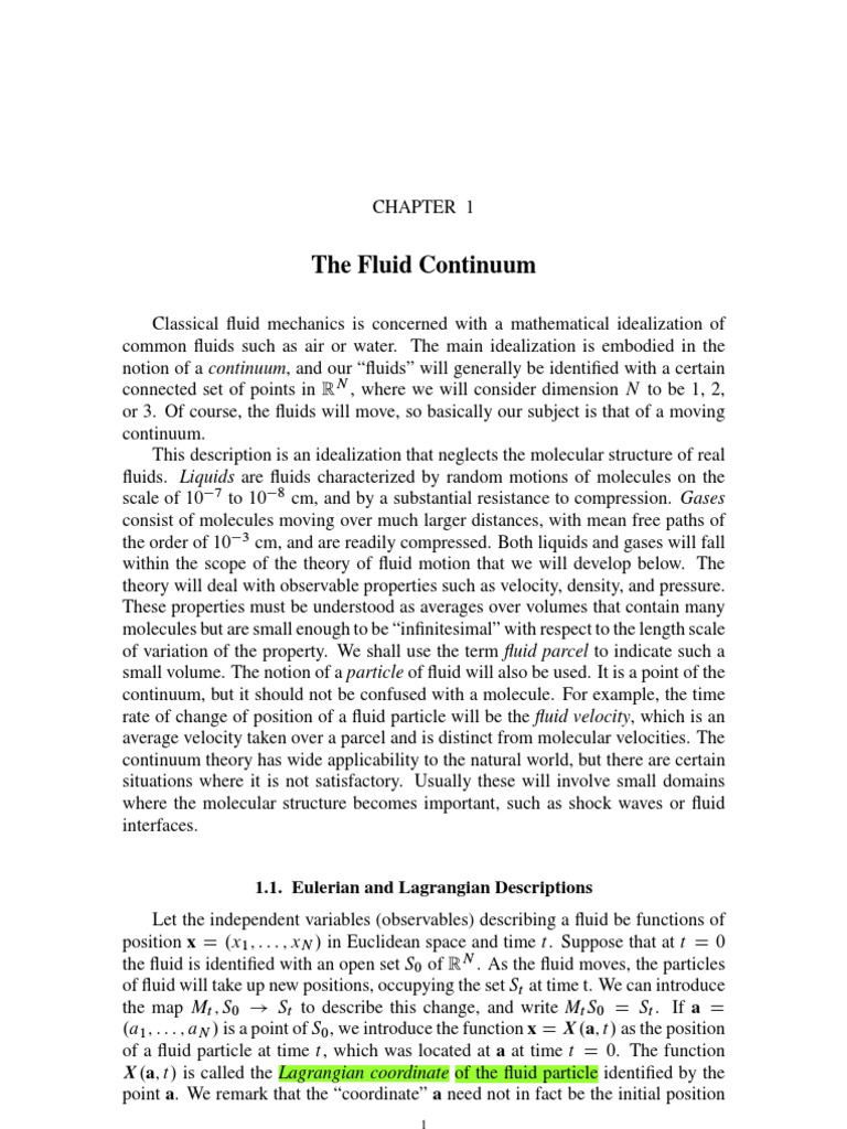 Fluid in Continuum | PDF | Continuum Mechanics | Derivative