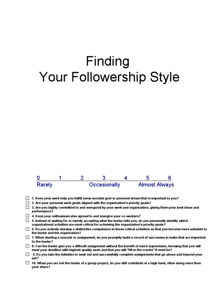 Determining Your Followership Style | PDF | Cognition | Cognitive Science