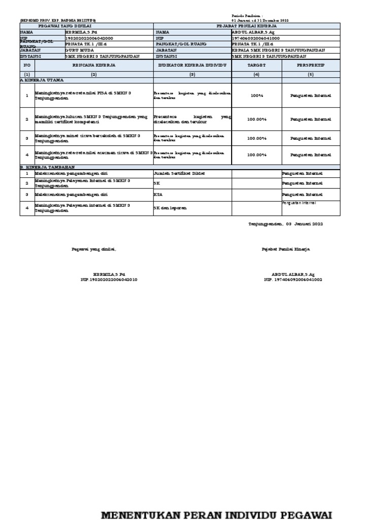 Format SKP Jajf Model Kuantitatif | PDF