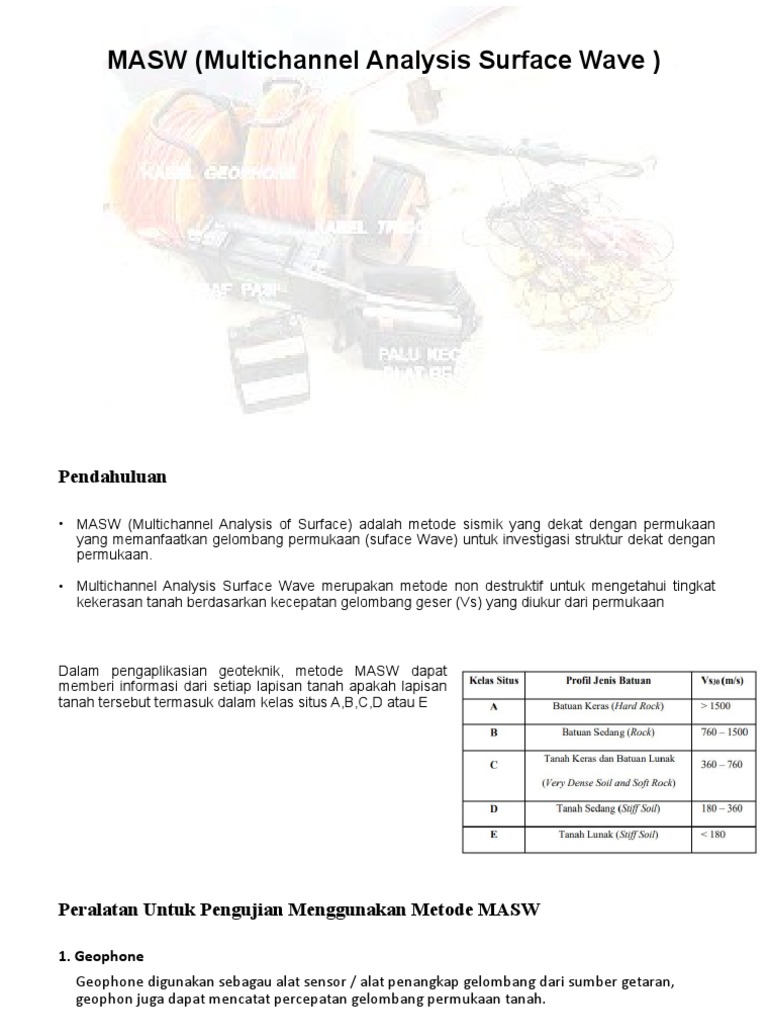 MASW (Multichannel Analysis of Surface) adalah.pptx | PDF