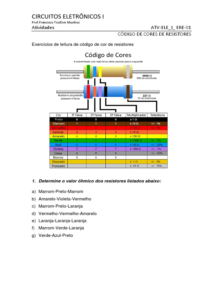 Atividade Atv-Ele - I - Ere-01 PDF | PDF