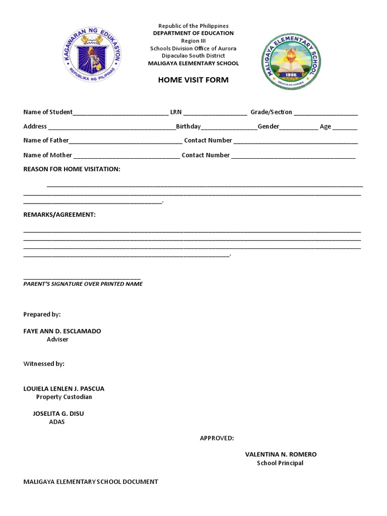 Home Visit Form | PDF
