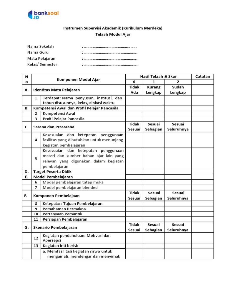 Supervisi Akademik Kurikulum Merdeka | PDF