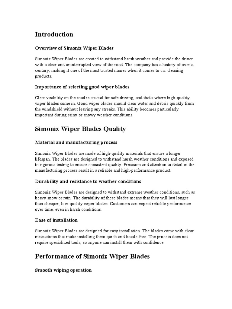 Simoniz Wiper Blades Review 2023 | PDF