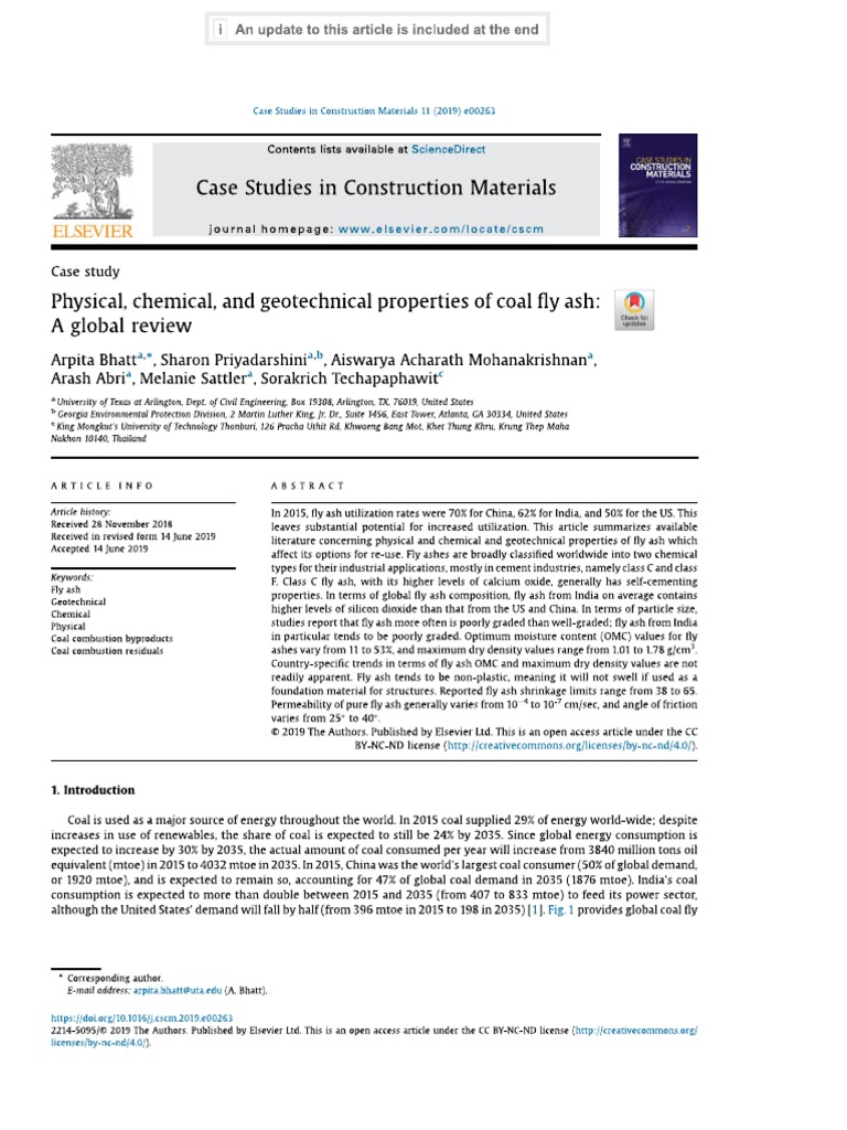 Physical, Chemical, and Geotechnical Properties of Coal Fly Ash PDF | PDF