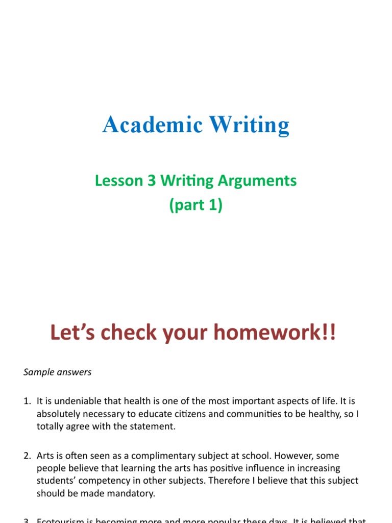 Lesson 3 Writing Arguments Part 1 | PDF Lesson 3 Writing Arguments Part 1 | PDF