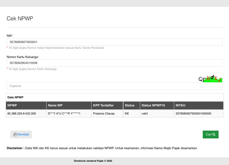Cek Validitas NPWP dan Data WP | PDF