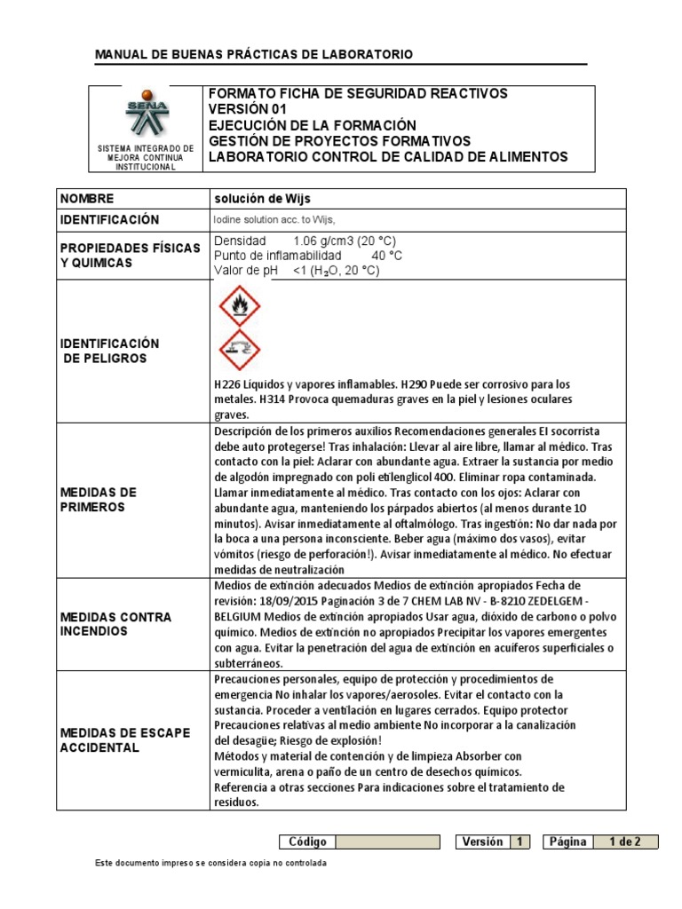 Solución de Wijs | PDF | Agua | Laboratorios