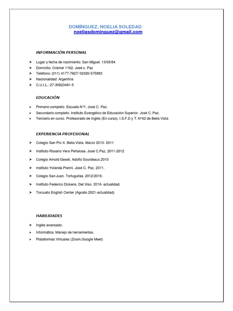 CV Noelia Domìnguez PDF | PDF