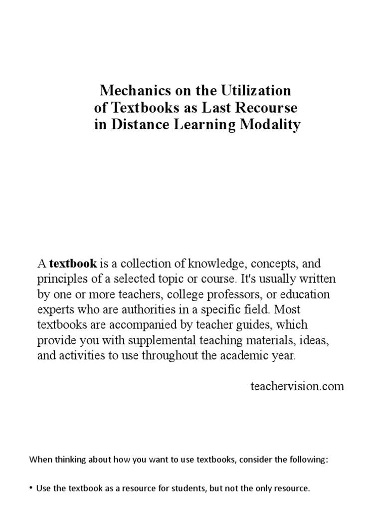 Use of Textbooks | PDF