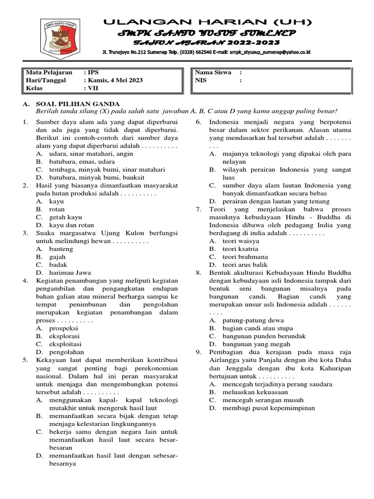 SOAL UH IPS TEMA 3 IKM FIX.pdf | PDF