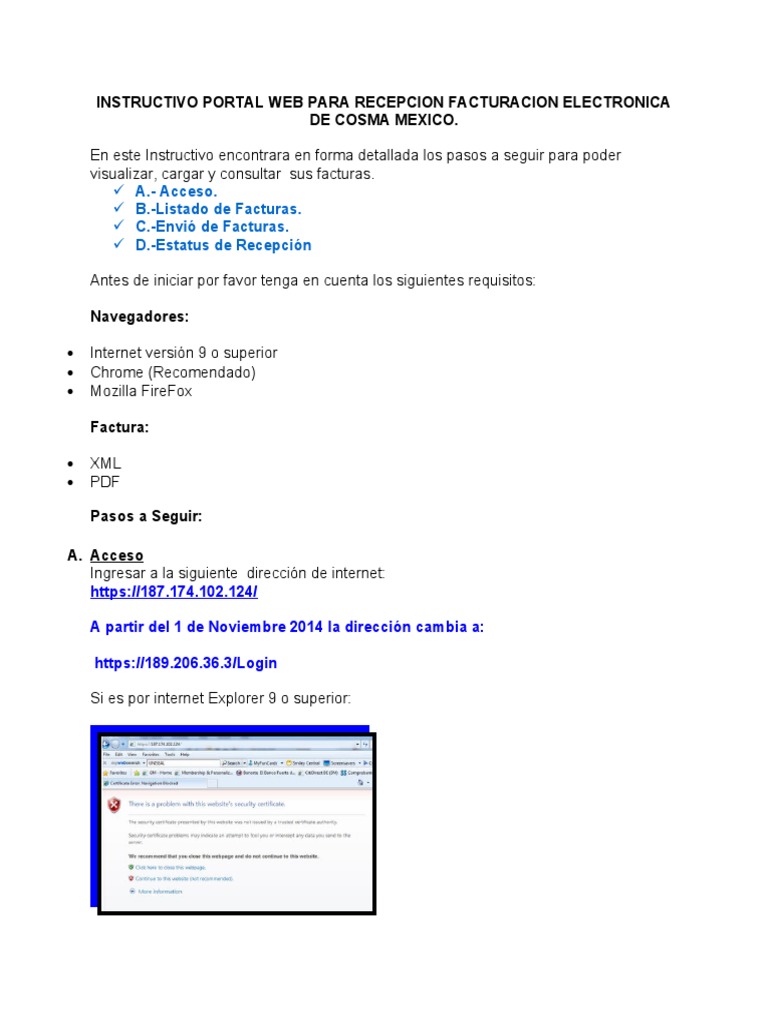 Instructivo Portal WEB Sistema Facturacion Electronica Cosma Mexico Ene ...