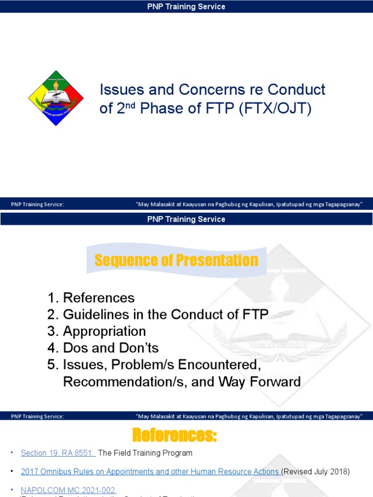 Issues And Concern Re Conduct Of Ftp Pdf