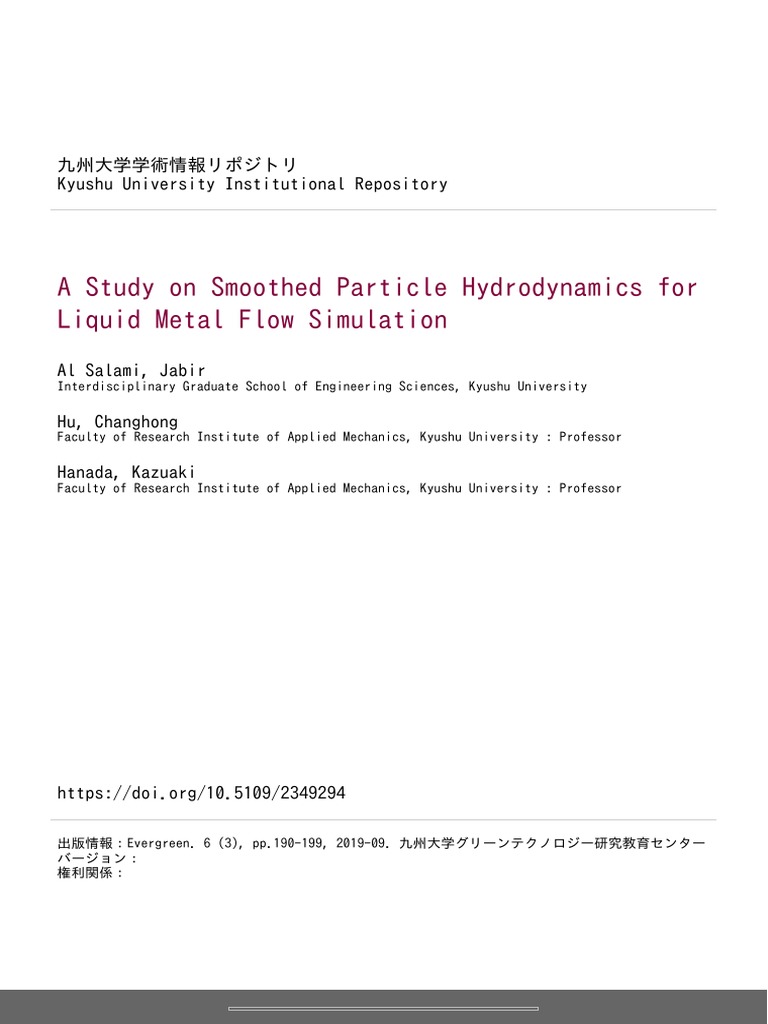A Study On Smoothed Particle Hydrodynamics For Liquid Metal Flow ...