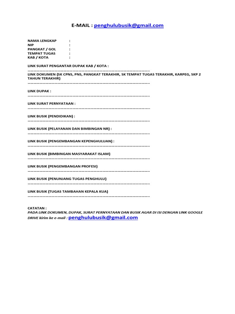 Format Link Email Busik Penghulu | PDF