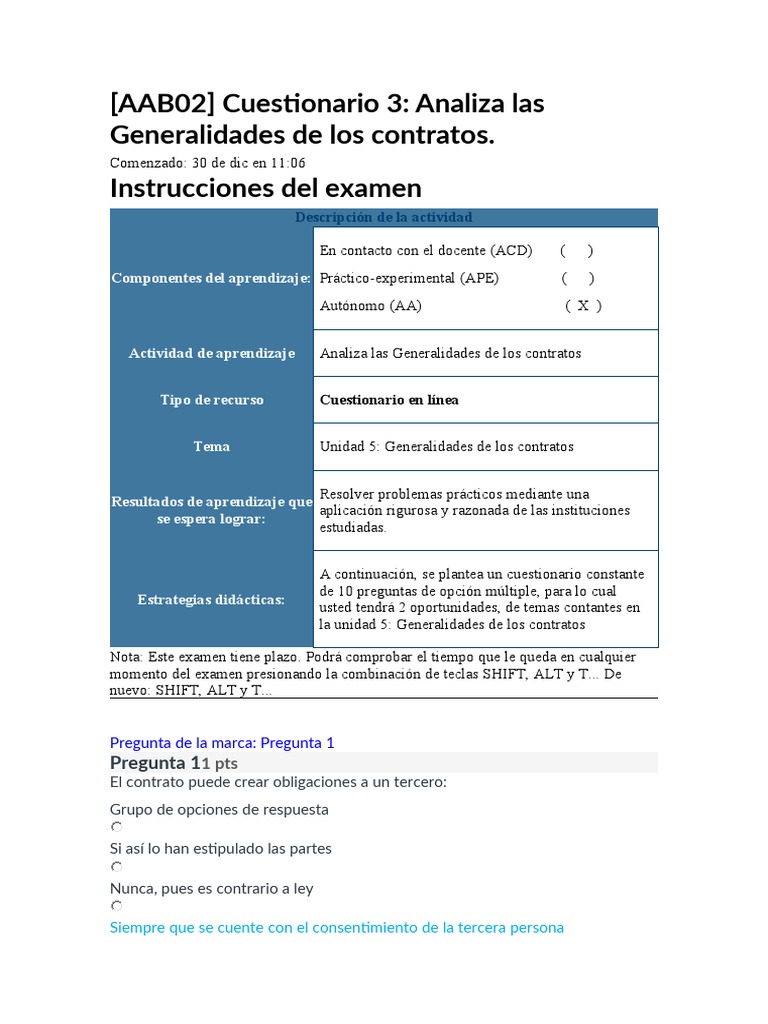 Evalu 1 Derecho Civil Obliogacion Contrato | PDF