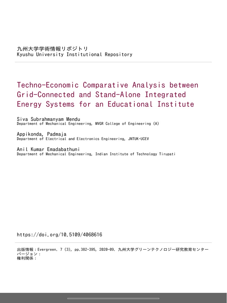 Techno-Economic Comparative Analysis Between Grid-Connected and Stand ...