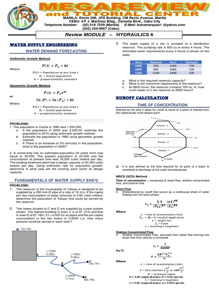 Review Module 21 - Hydraulics 6 PDF | PDF | Drainage Basin | Discharge (Hydrology)