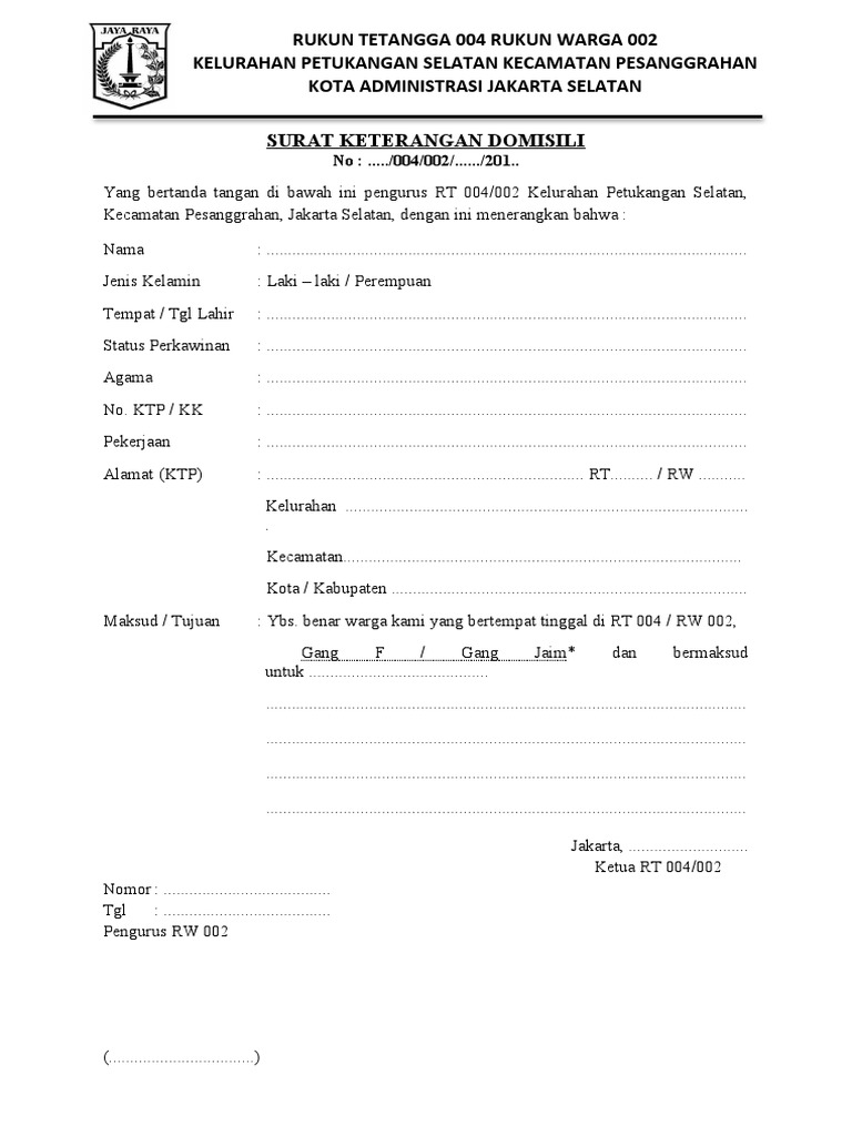 Surat Domisili Warga RT/RW | PDF