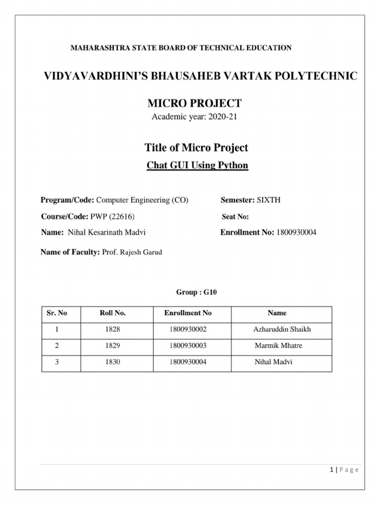 1830 PWP Microproject PDF | PDF
