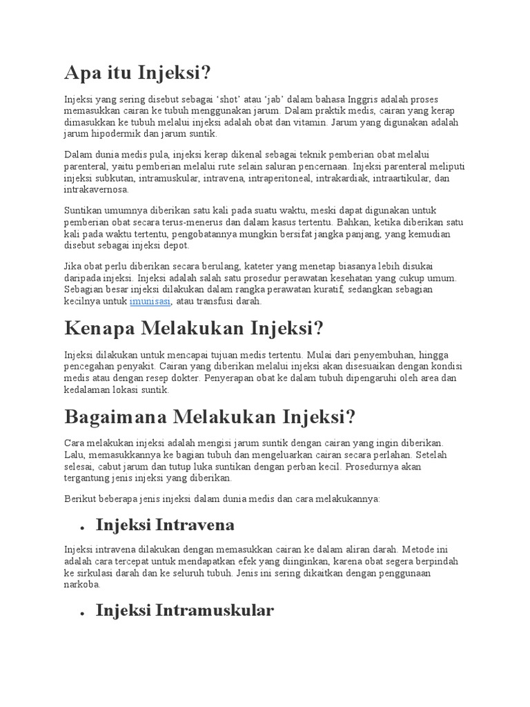Apa itu Injeksi.docx | PDF