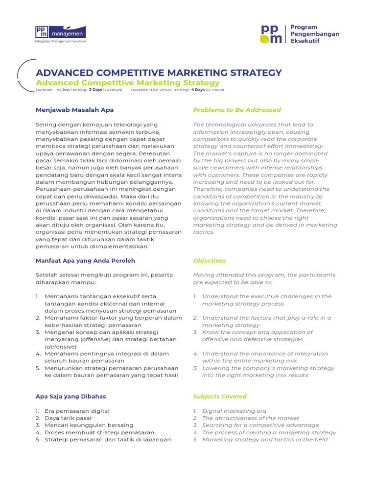 Advanced Competitive Marketing Strategy PDF | PDF