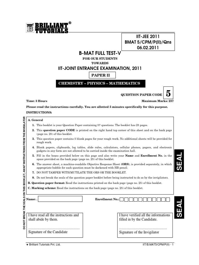 IIT - B MAT5 - Pap2 - Qns PDF | PDF