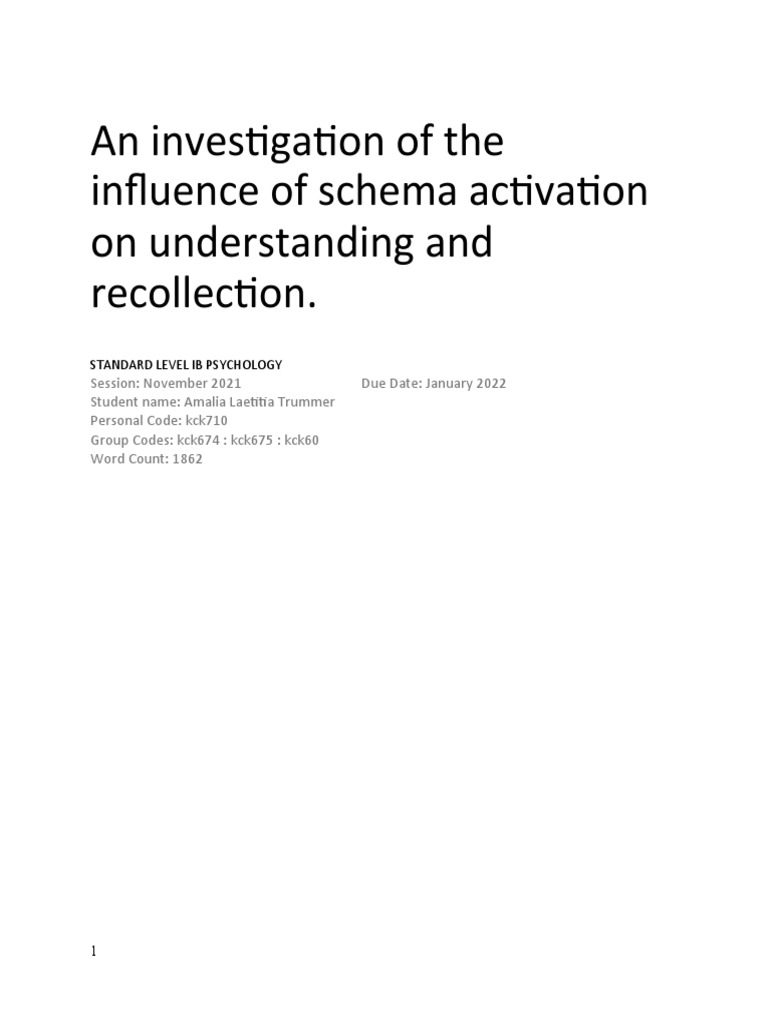 An Investigation of The Influence of Schema Activation On Understanding ...