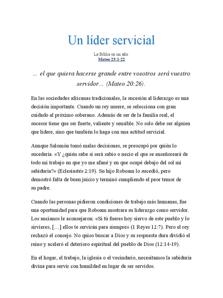 Un Líder Servicial | PDF